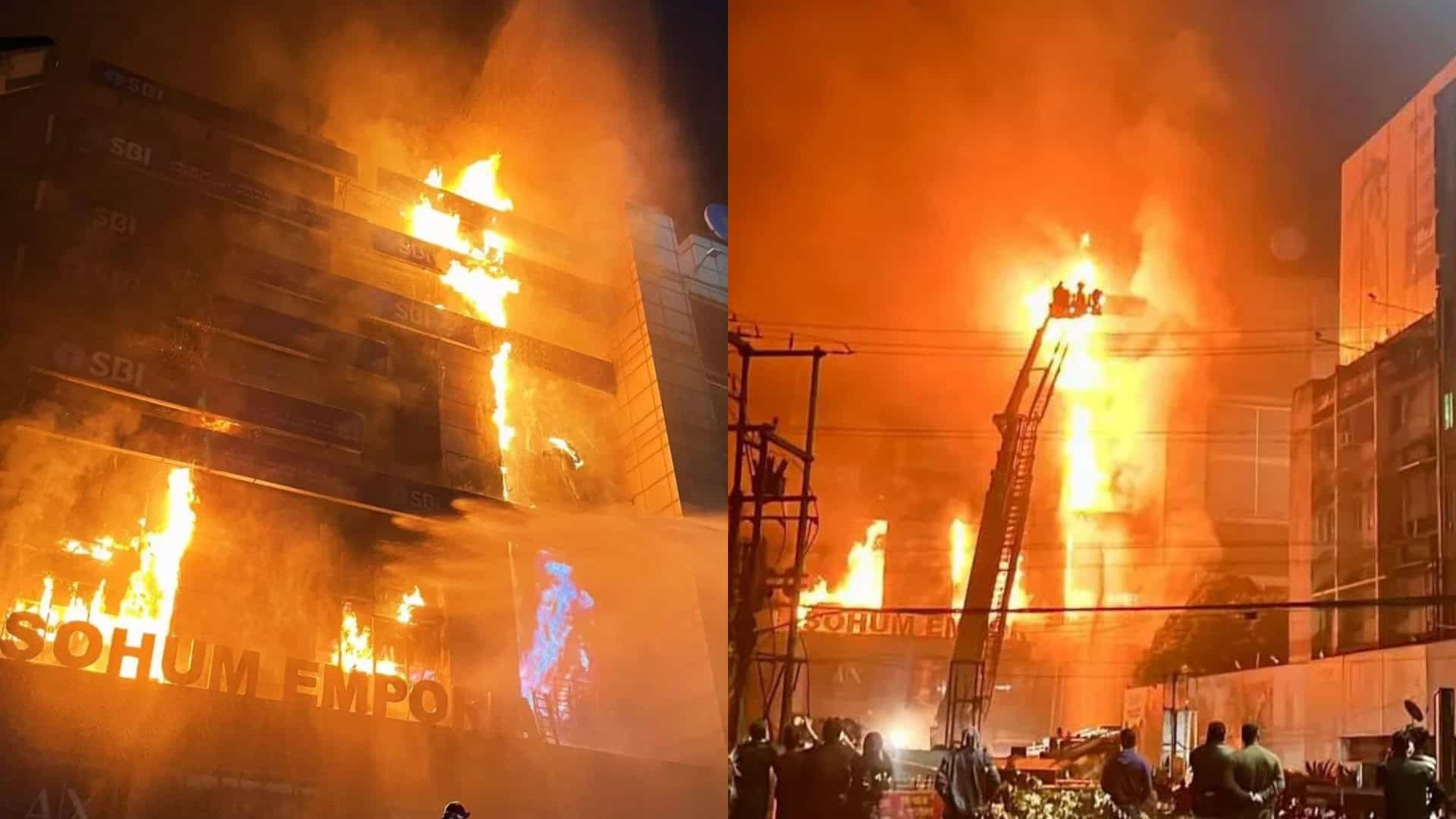 Guwahati: Firefighters battle overnight blaze at SOHUM Emporia